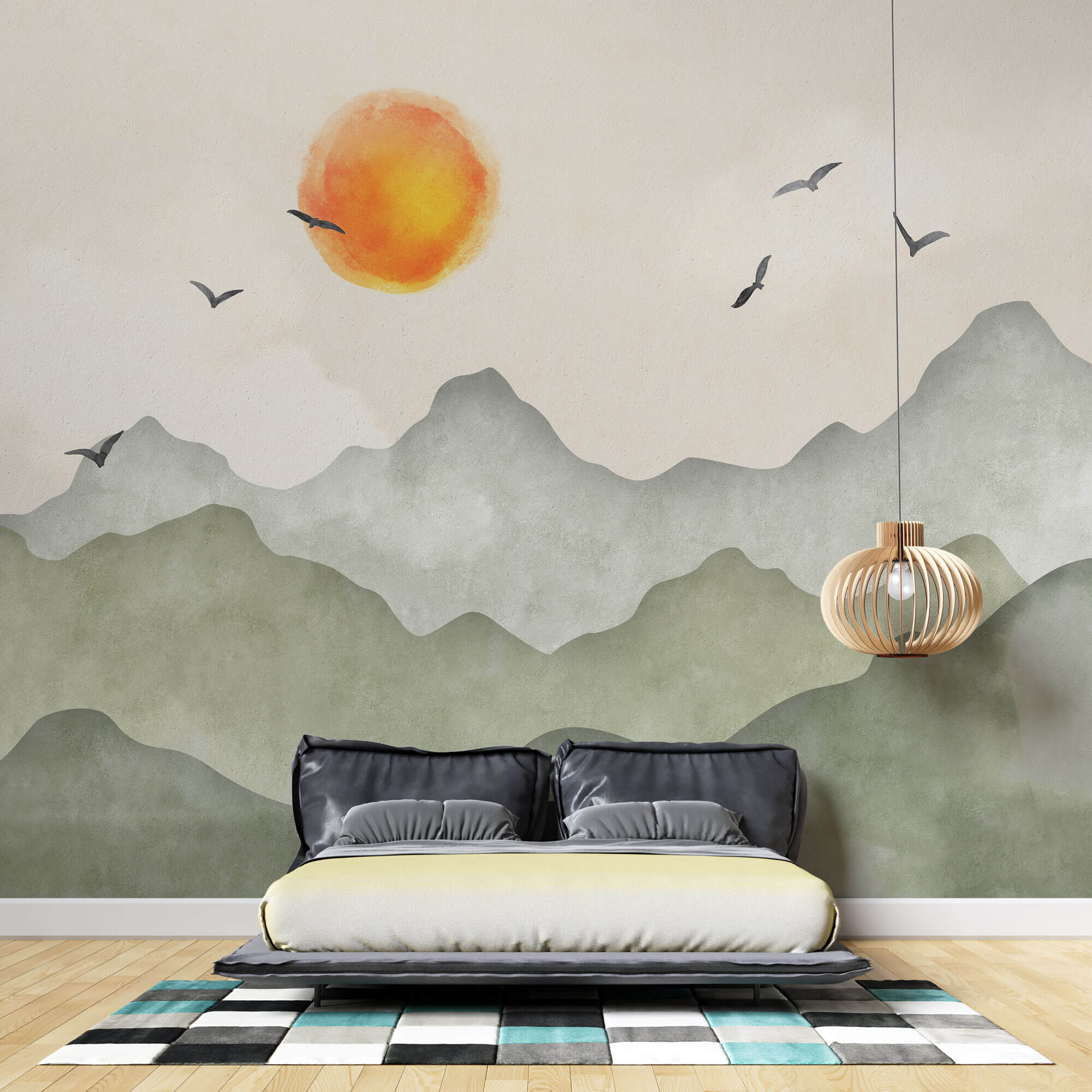 Tapet personalizat - GREEN MOUNTAINS SUNSET | Beudis – beudis.ro