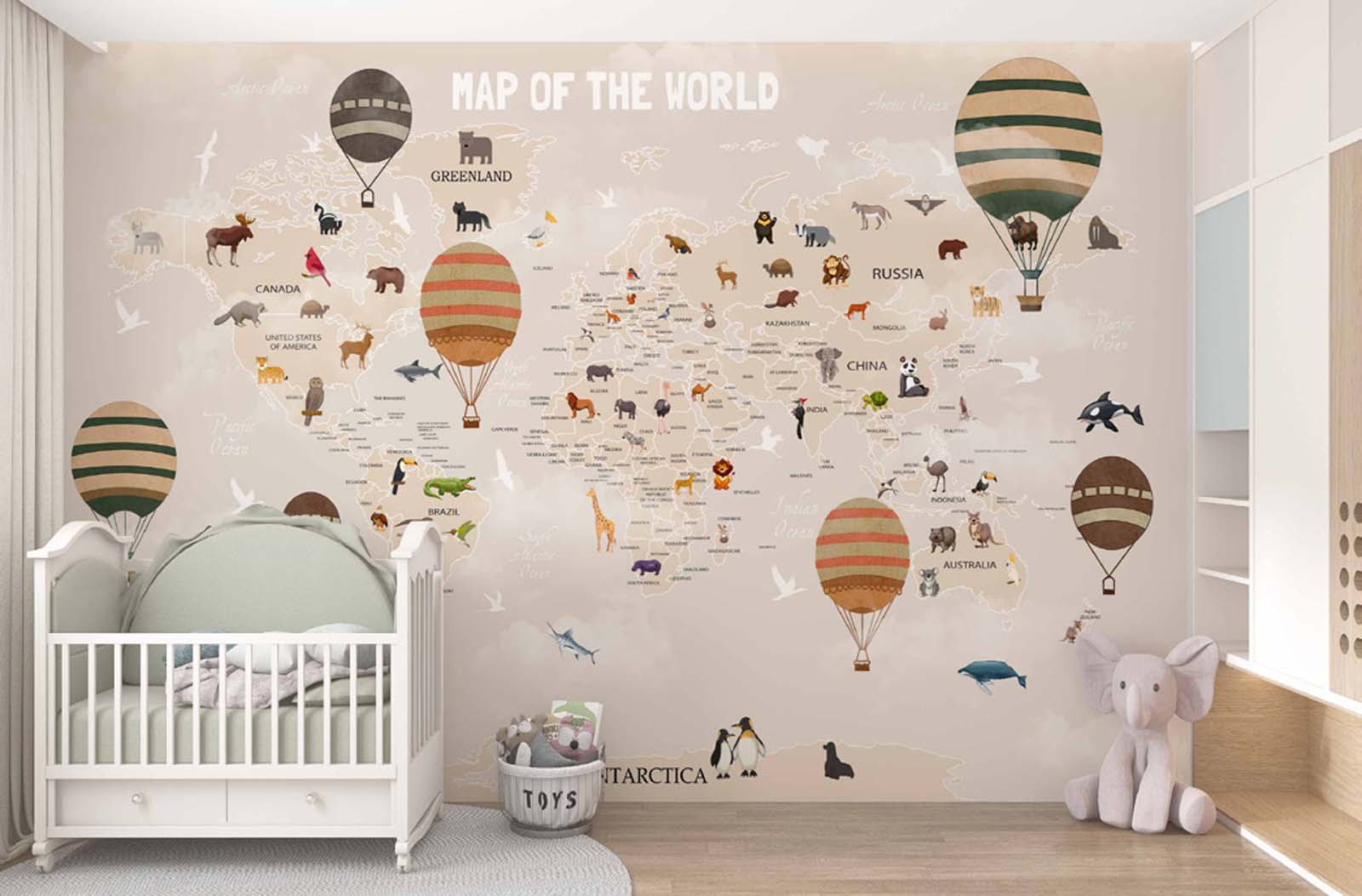 Tapet personalizat - HOT AIR BALLOON MAP | Beudis – beudis.ro