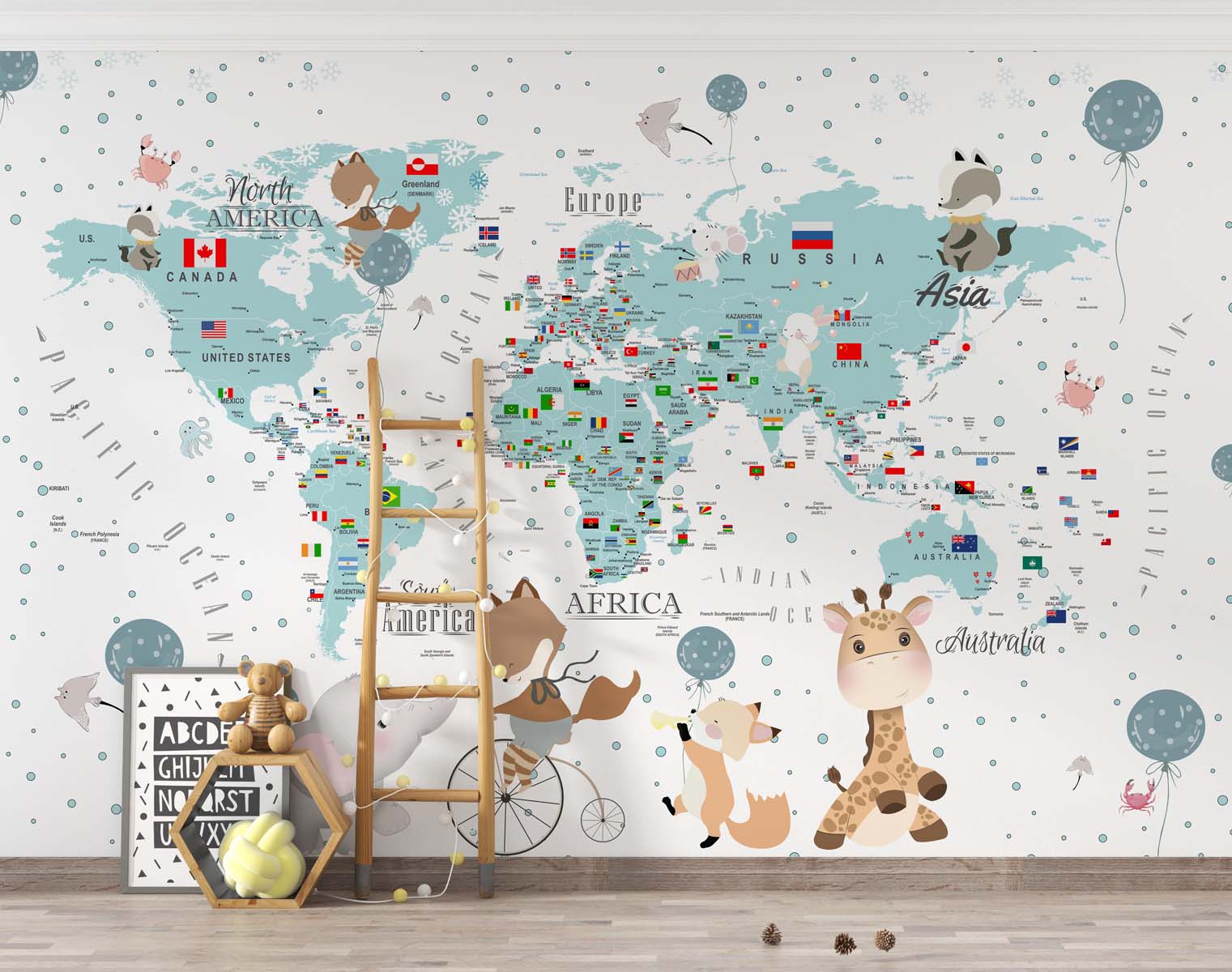 Tapet personalizat - BUBBLE KID'S MAP | Beudis – beudis.ro