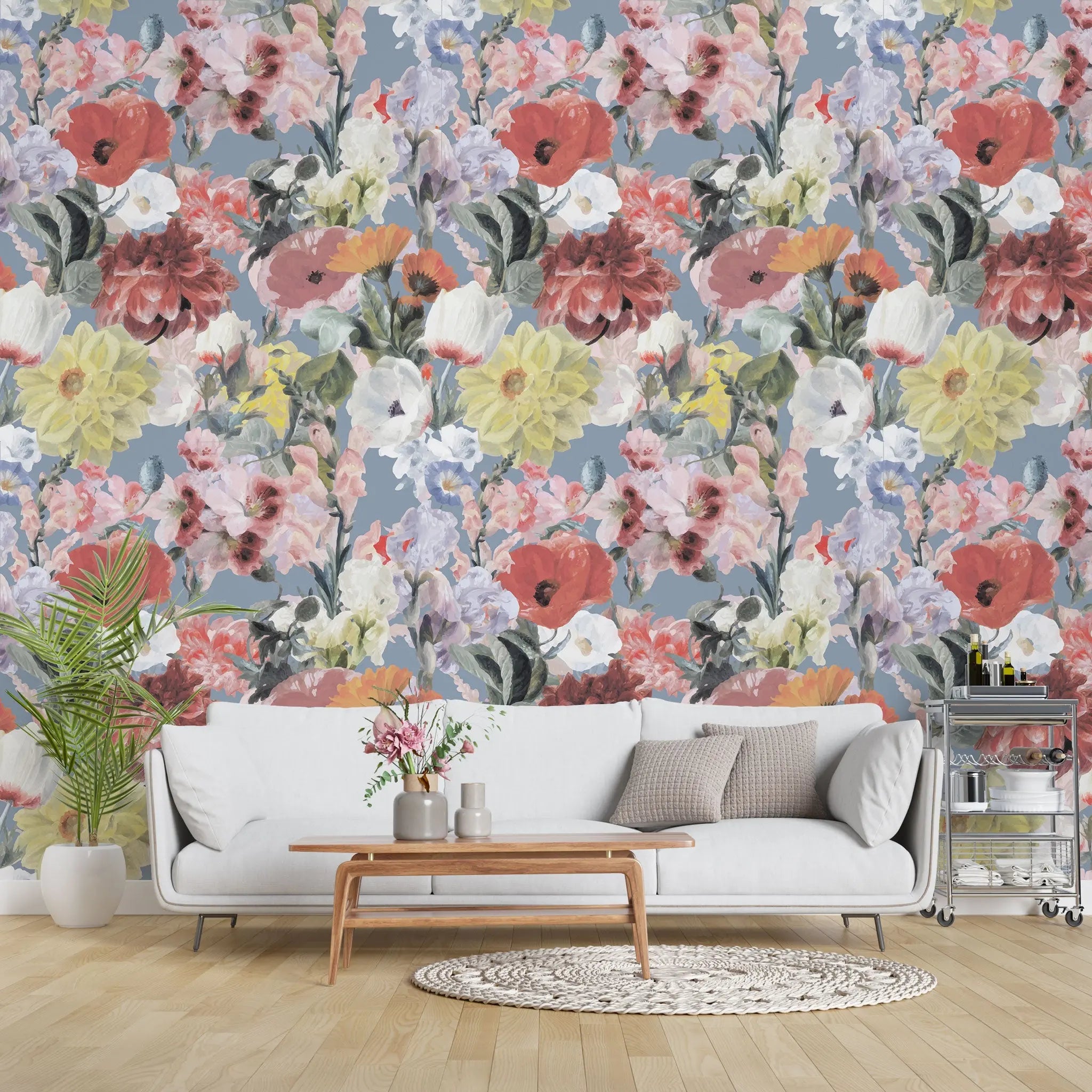 Tapet personalizat - RETRO PASTEL FLOWERS – beudis.ro