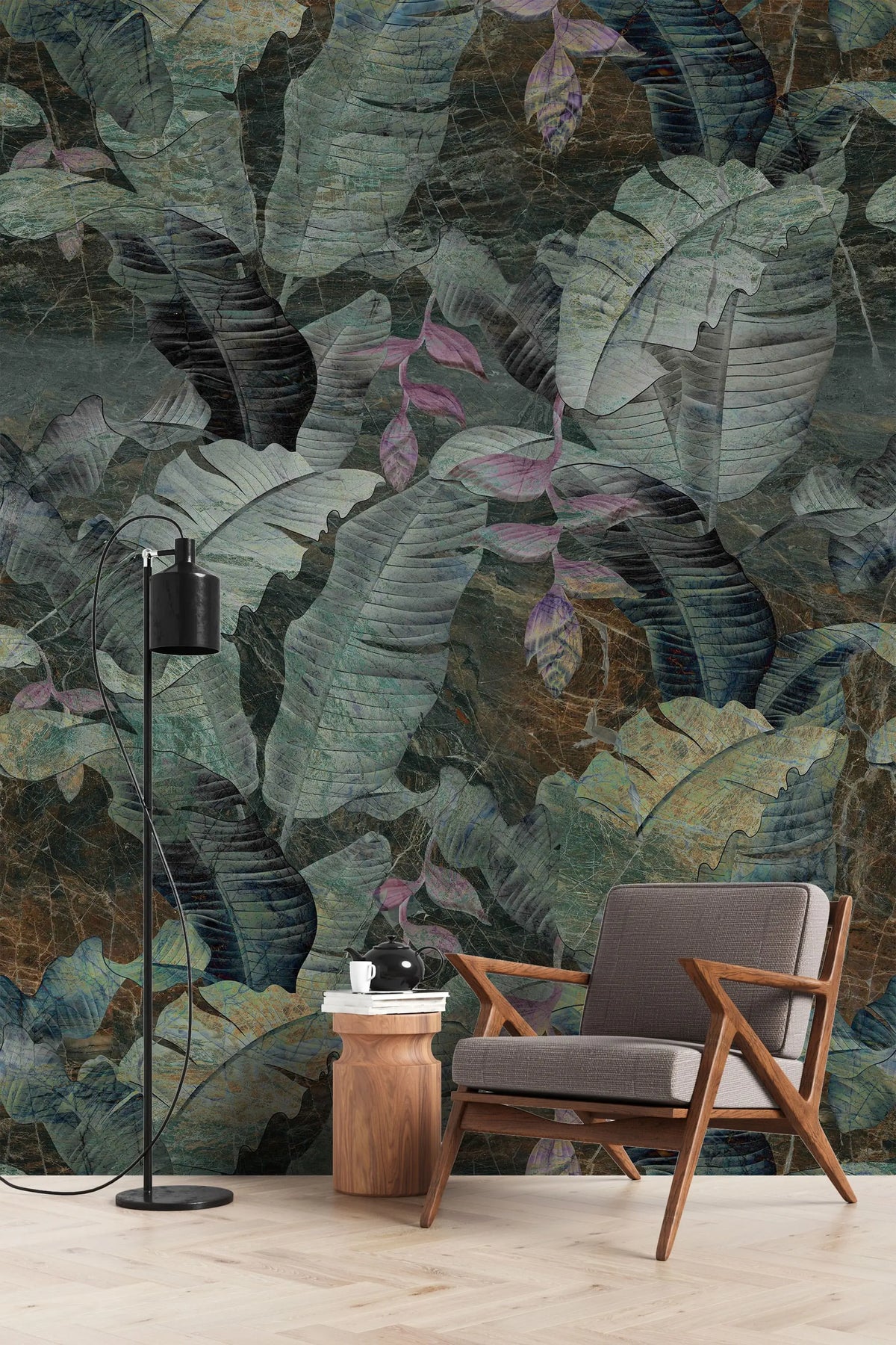 Tapet personalizat - TROPICAL DARK LEAVES – beudis.ro