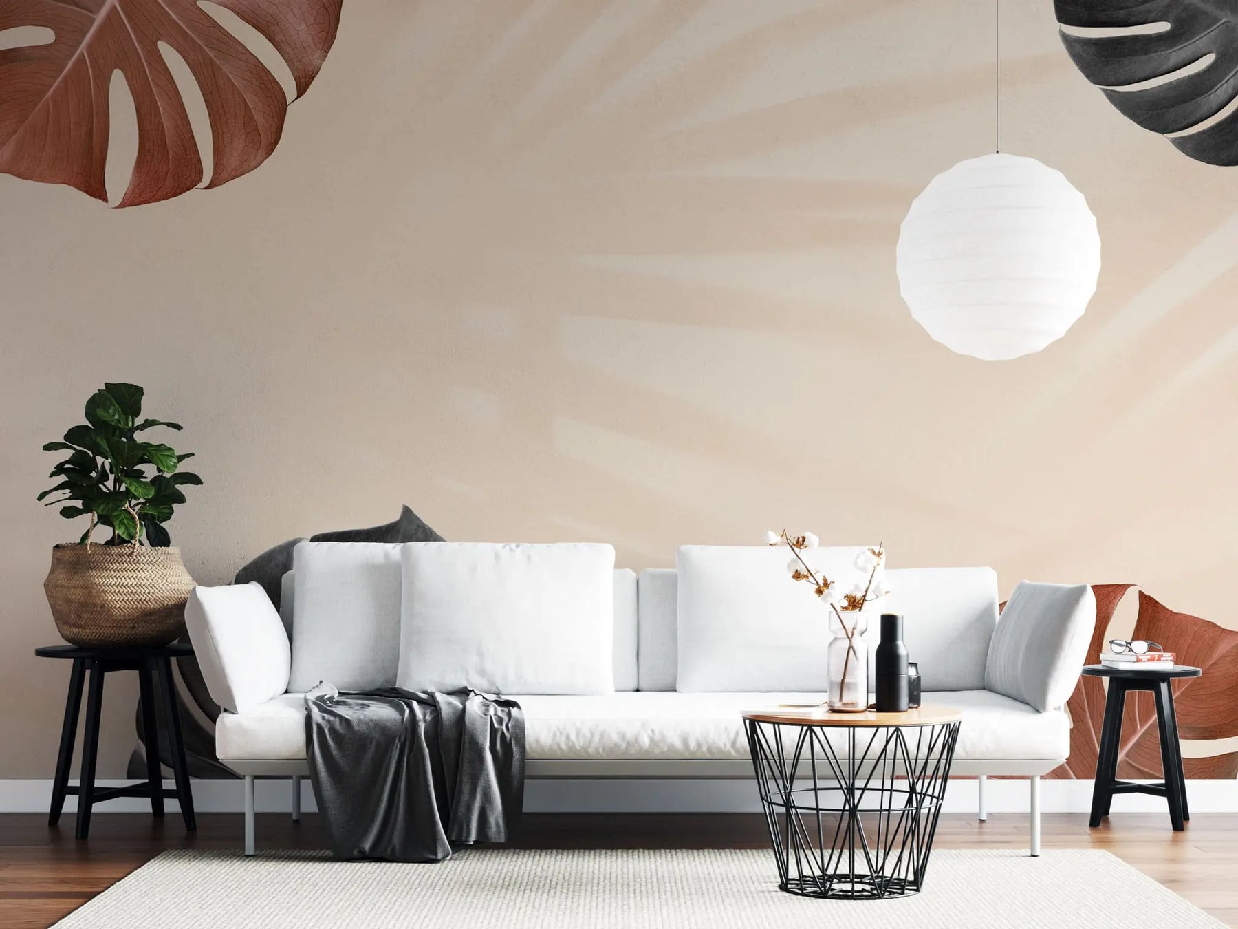 Tapet personalizat - BOHO MONSTERA LEAVES – beudis.ro